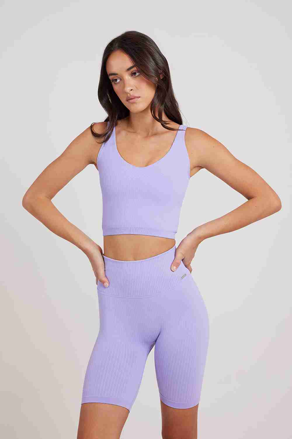 AIMN Ribbed Seamless Biker Short Lavande | Stylerunner