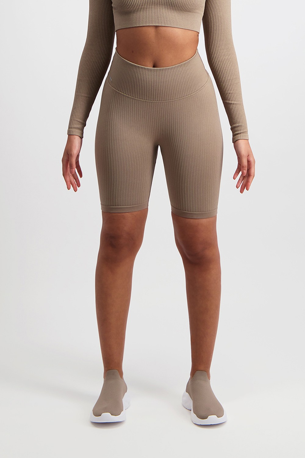 AIMN Ribbed Seamless Biker Short Espresso | Stylerunner