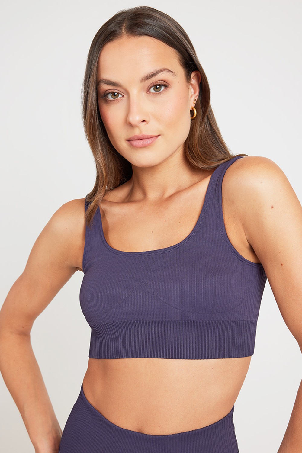 AIMN Ribbed Seamless Bra Plum | Stylerunner