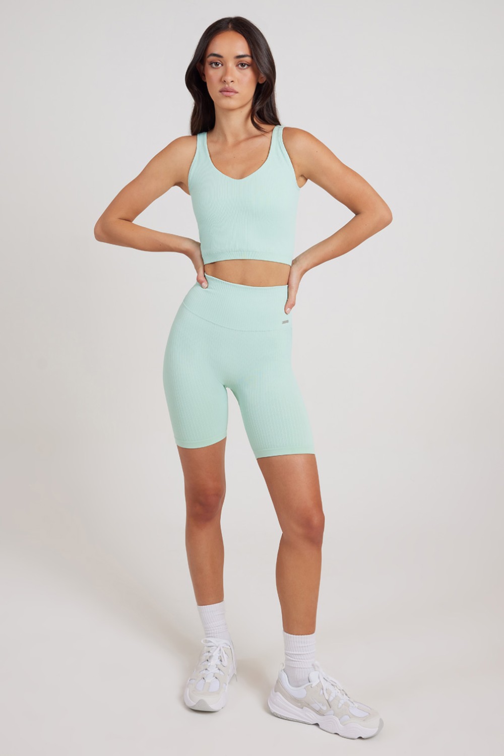 AIMN Ribbed Seamless Biker Short Mint | Stylerunner