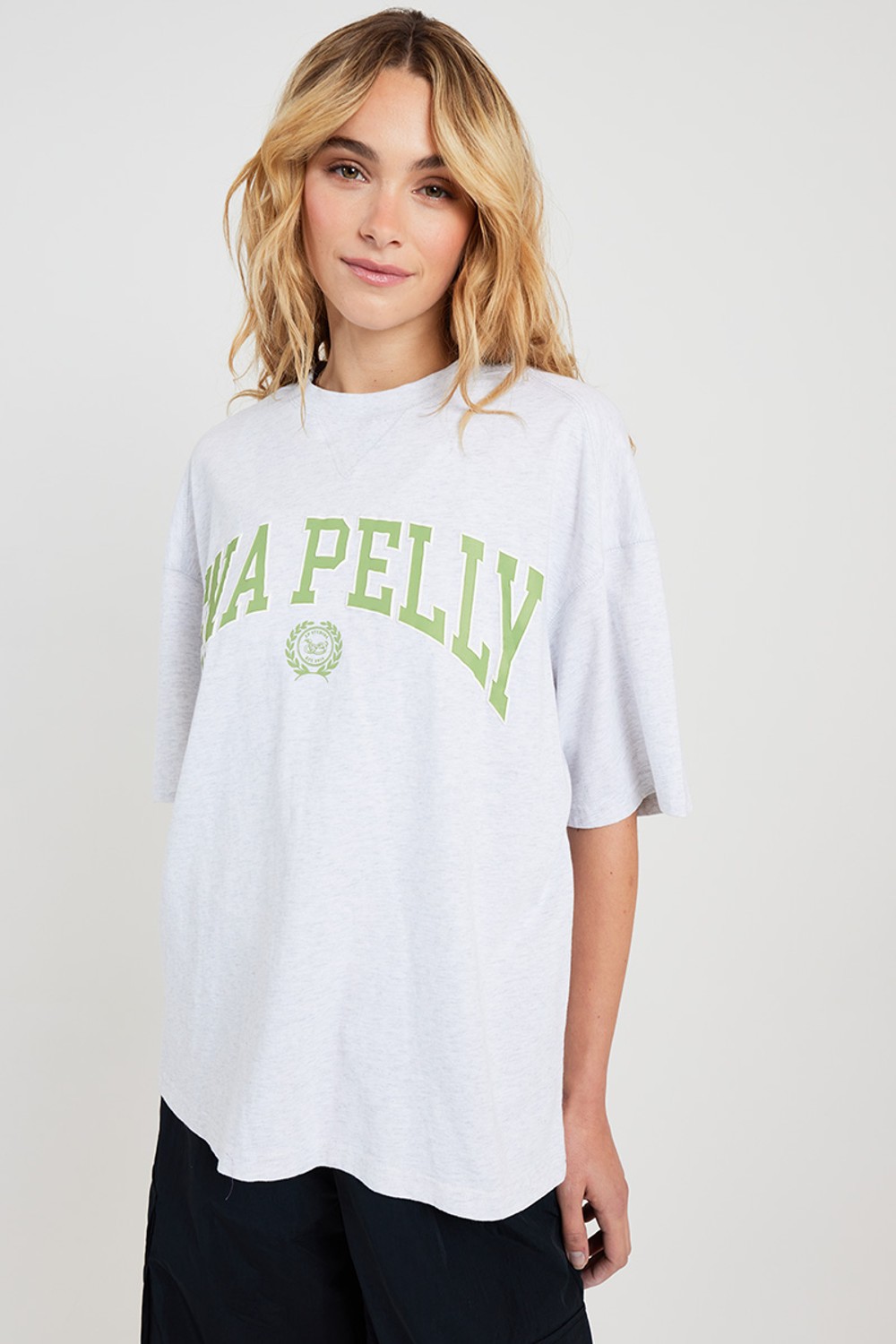 Ena Pelly Collegiate Logo Oversized Tee Nile Green/White Marle ...