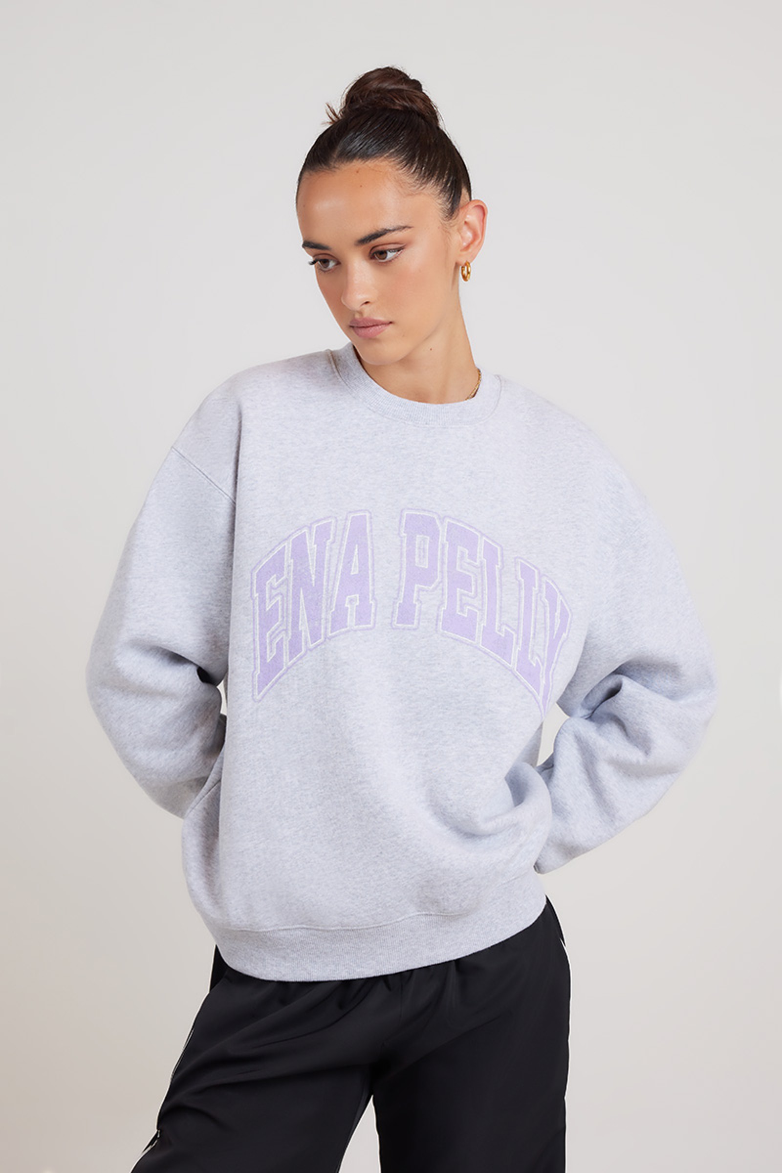 Ena Pelly EP x SR Collegiate Logo Sweater Mid Grey Marle | Stylerunner