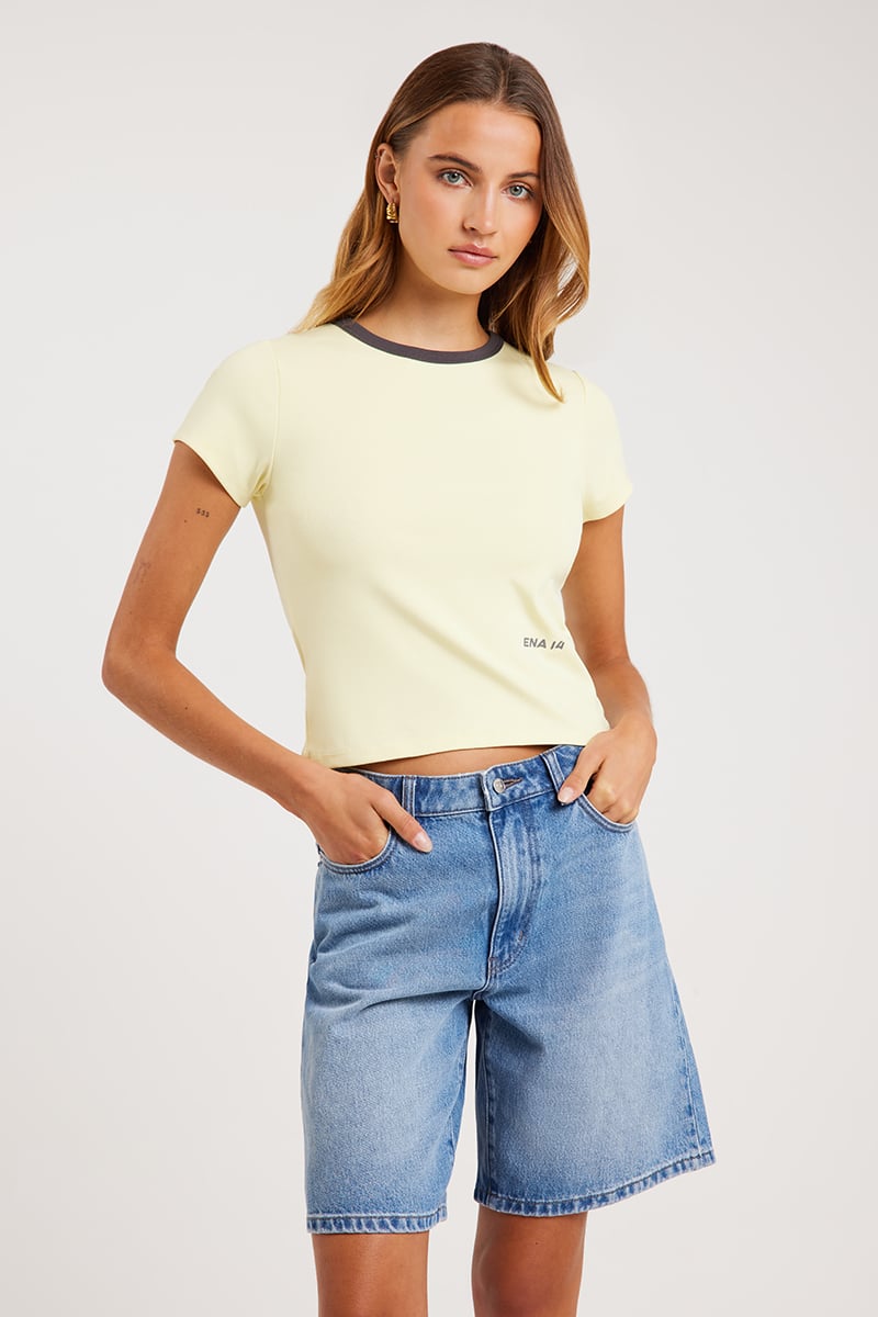 Ena Pelly Rory Contrast Baby Tee Panna Cotta | Stylerunner