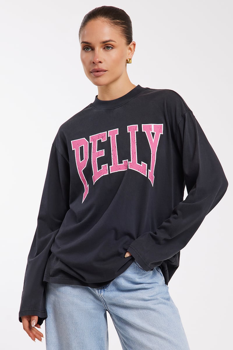 Ena Pelly Pink Kara Long Sleeve Top Vintage Black | Stylerunner