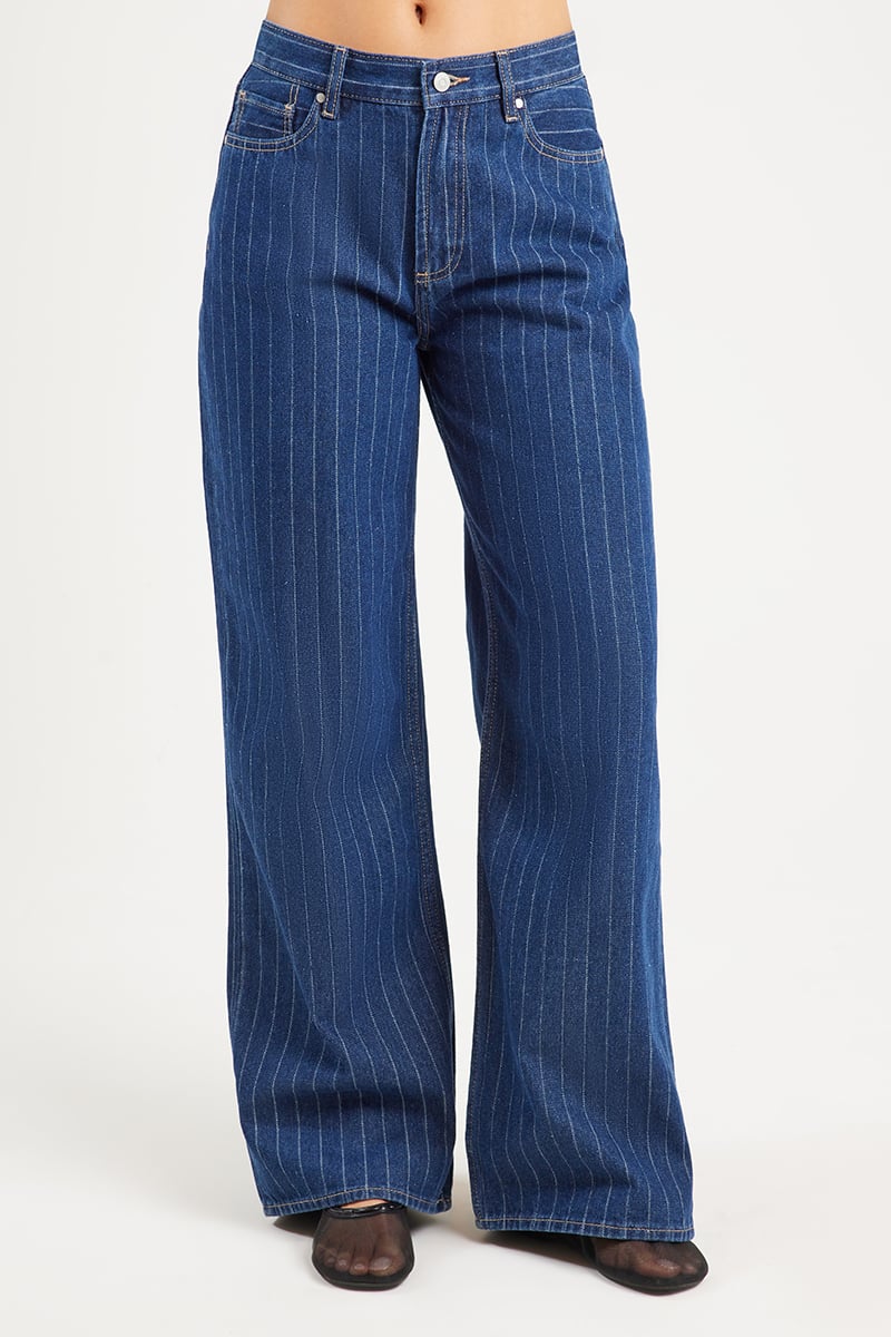 ODE Lidia Pinstripe Jean Pinstripe Denim | Stylerunner