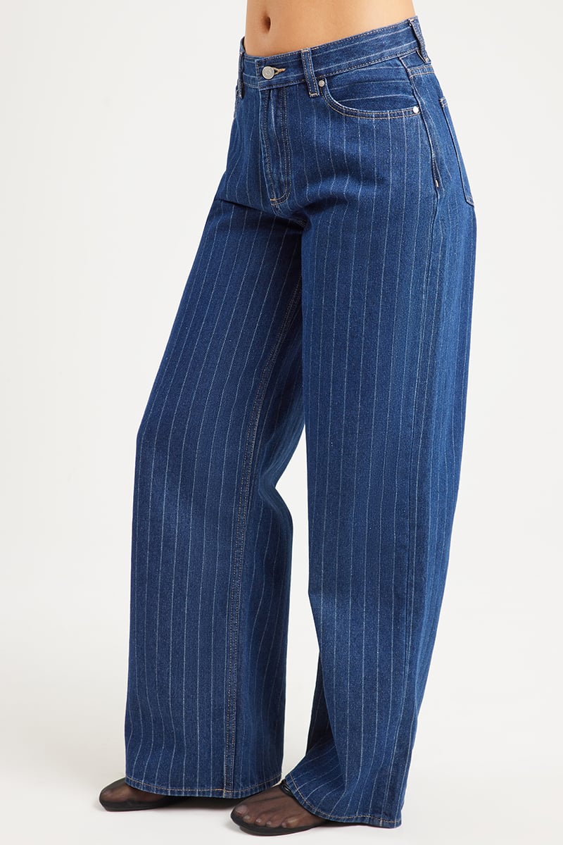 ODE Lidia Pinstripe Jean Pinstripe Denim | Stylerunner