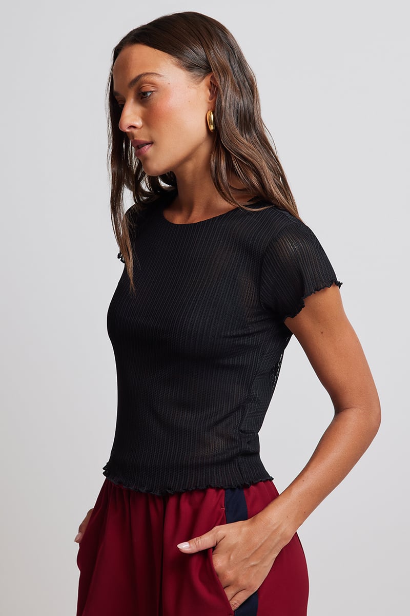 Stylerunner Renee Sheer Mesh Top Onyx | Stylerunner