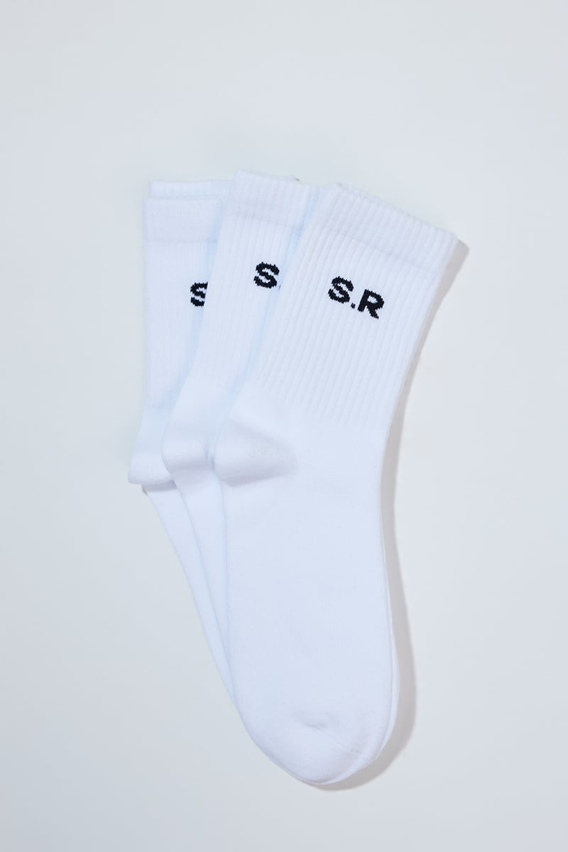 Stylerunner Stacked Half Crew Sock 3pk Bright White | Stylerunner