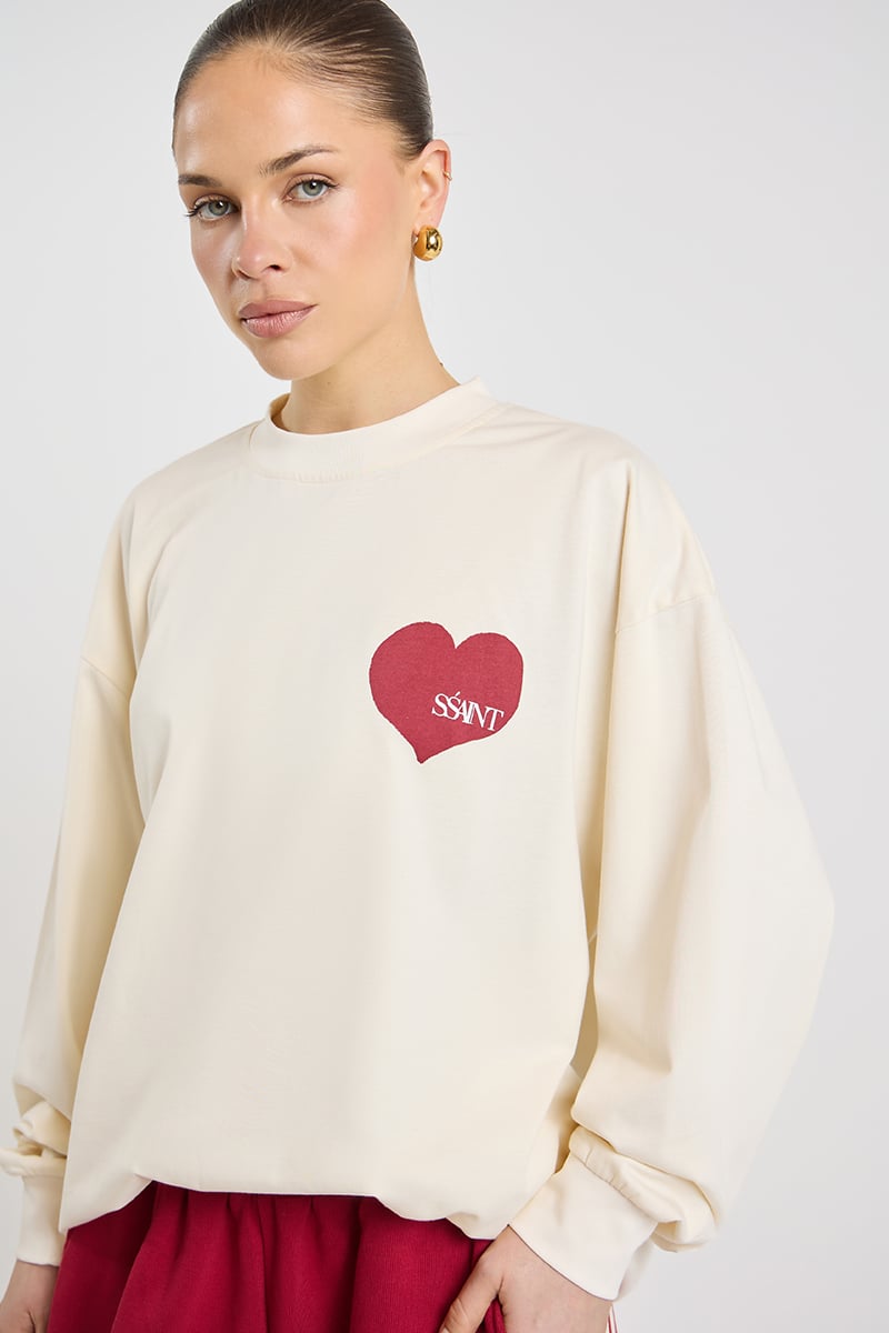 SŚAINT Heart Long Sleeve Tee Cherry | Stylerunner