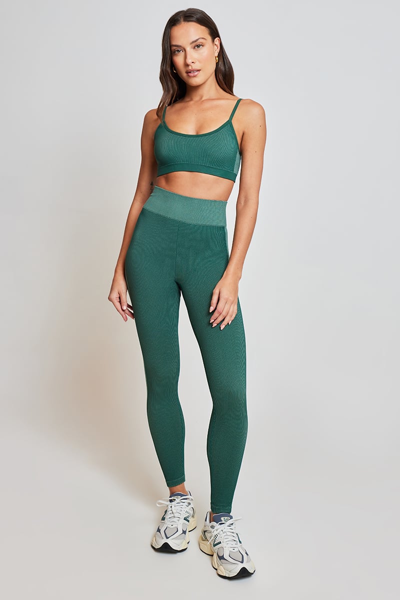 The Upside Ribbed Seamless Midi Pant Pine/Matcha | Stylerunner