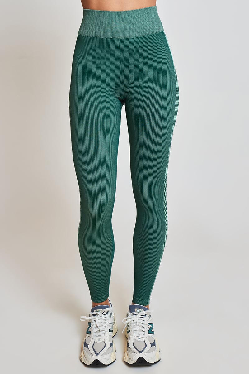 The Upside Ribbed Seamless Midi Pant Pine/Matcha | Stylerunner