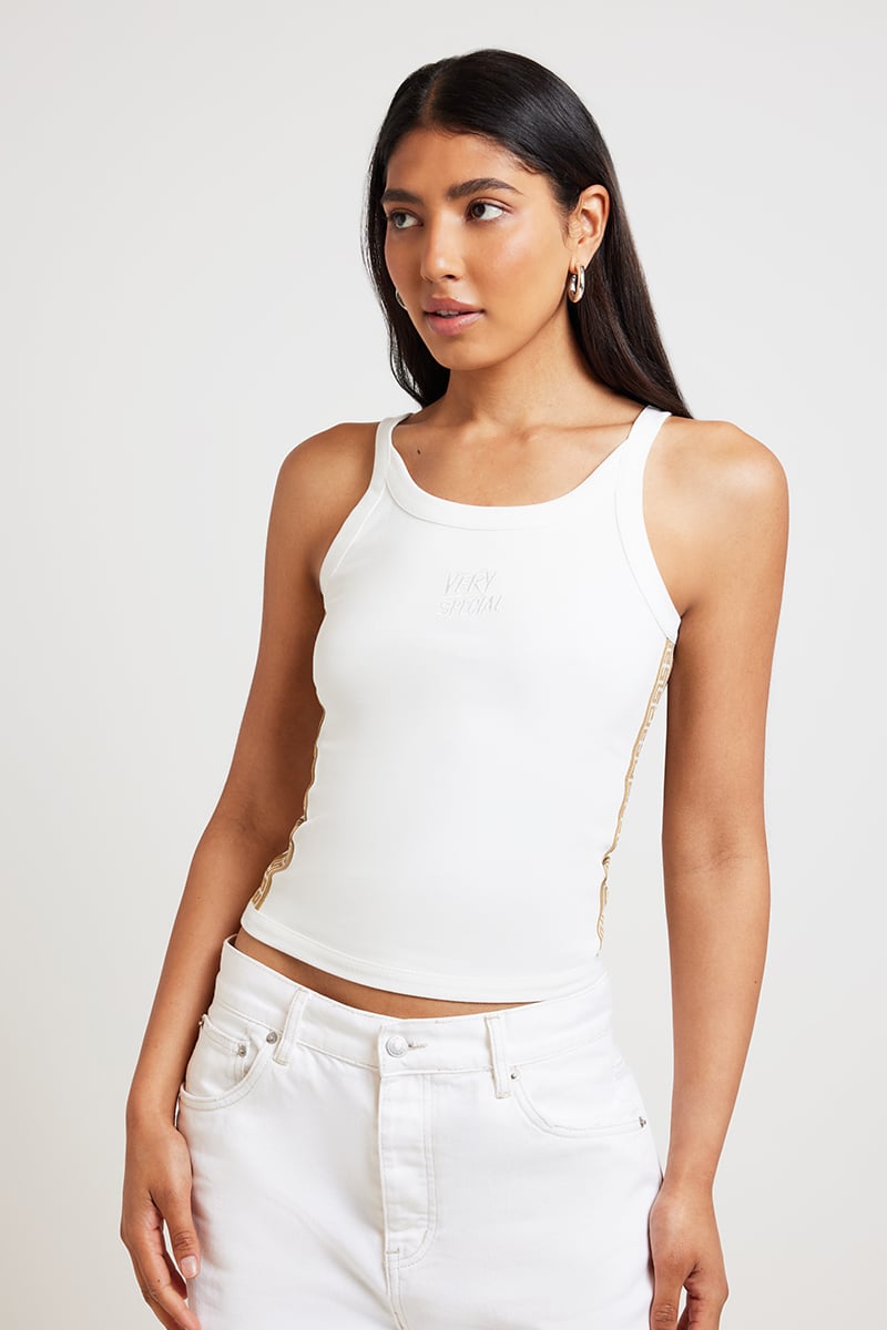 SOMETHING VERY SPECIAL Geo Regular Tank Vintage White | Stylerunner