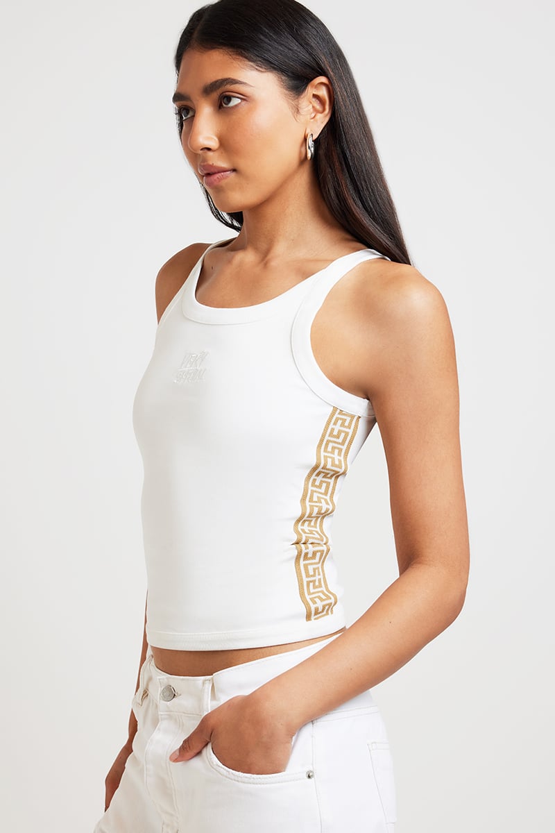 SOMETHING VERY SPECIAL Geo Regular Tank Vintage White | Stylerunner