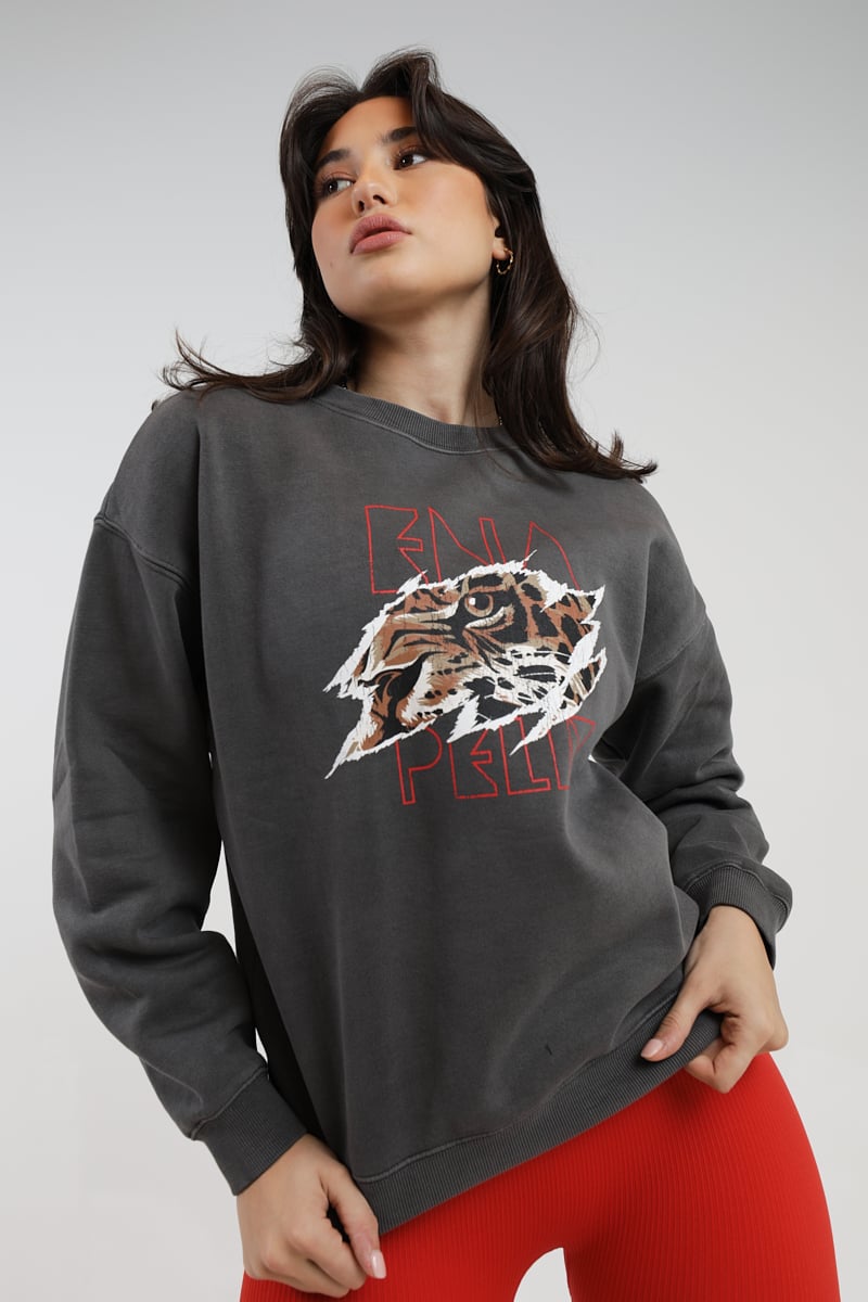 Ena Pelly Tigers Eye Sweater Charcoal/Cherry | Stylerunner