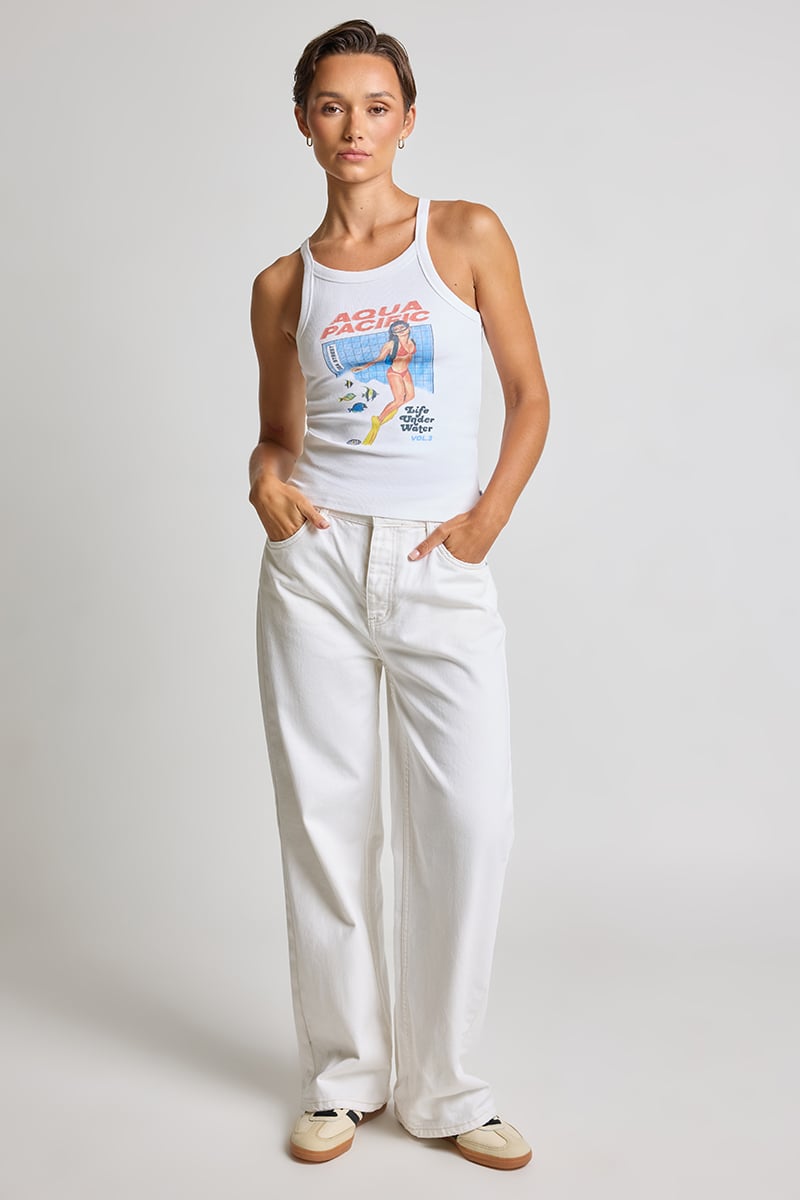 Sea Street Aqua Pacific Singlet White | Stylerunner