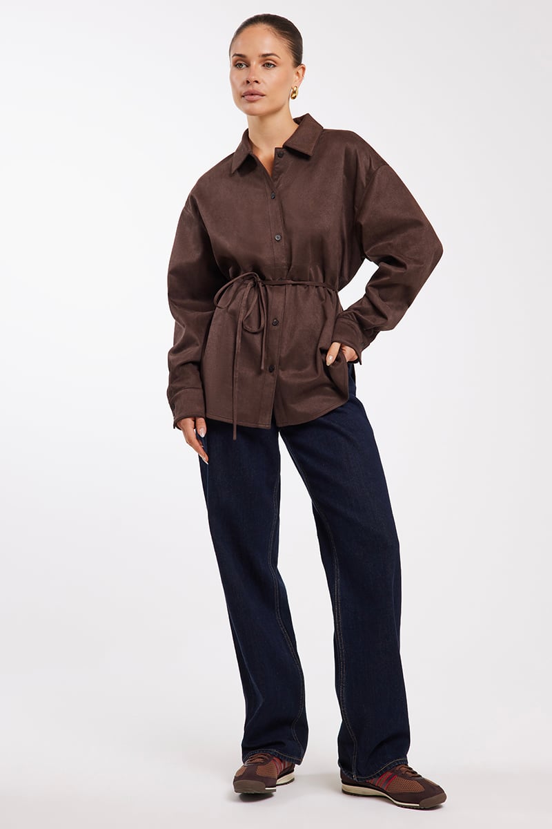 ODE Lennon Suede Shacket Cacao | Stylerunner