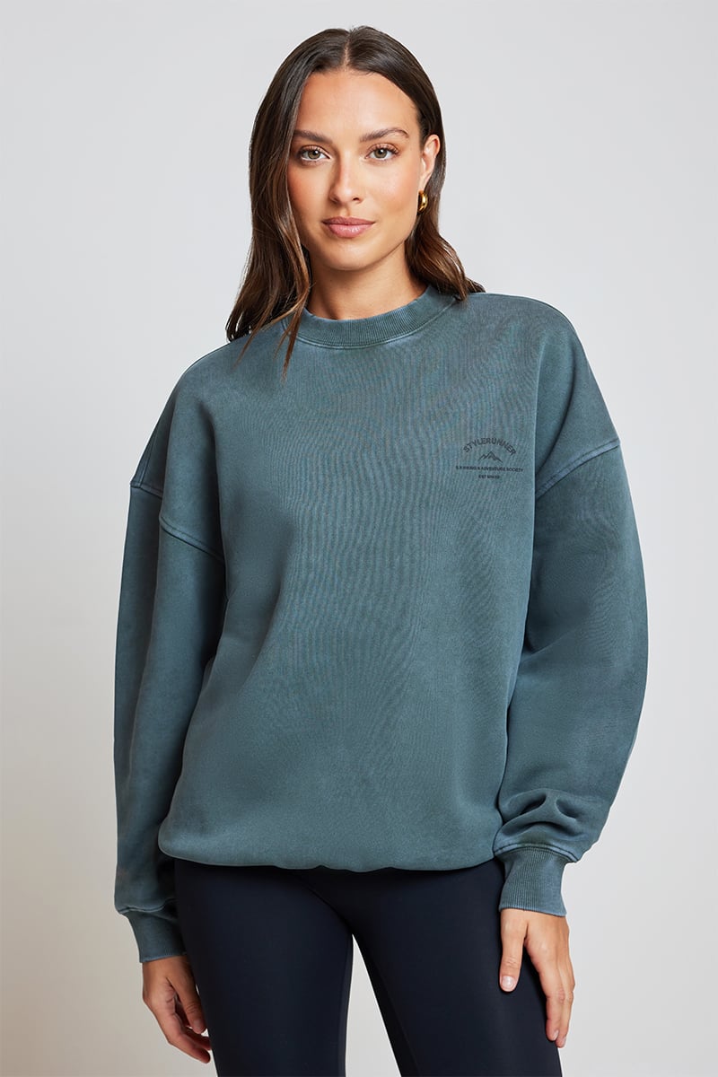 Stylerunner Fade Crew Sweatshirt Forest | Stylerunner