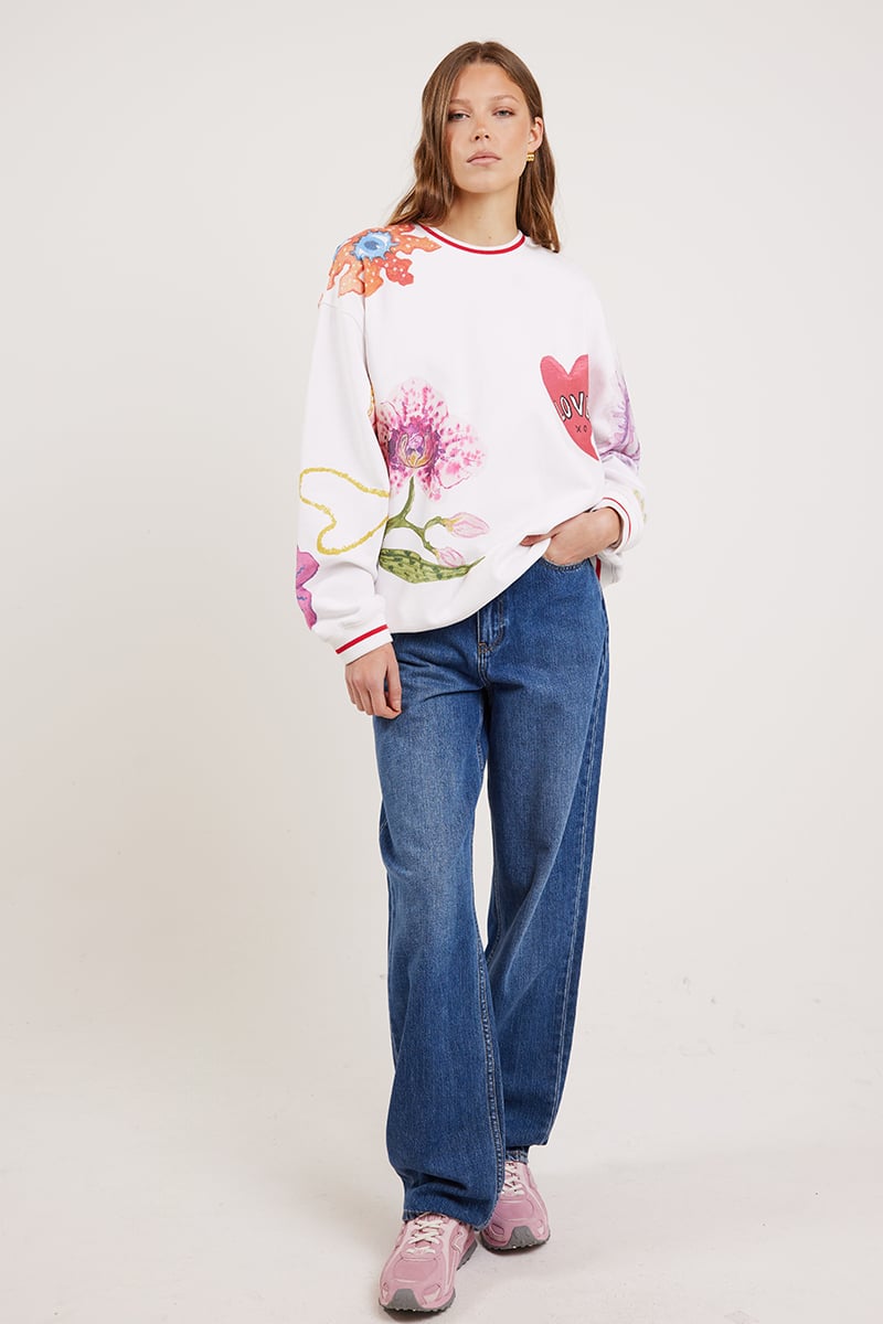 Maku The Label Wildflower Crew White Floral | Stylerunner