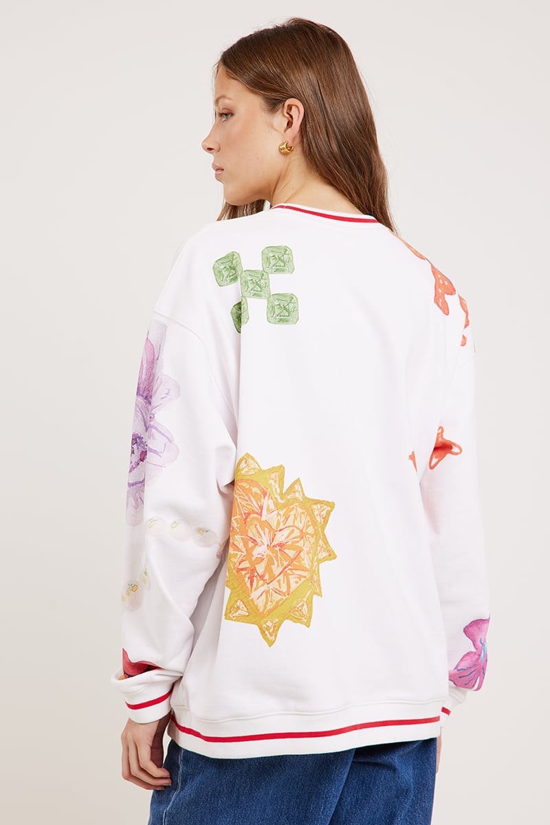 Maku The Label Wildflower Crew White Floral | Stylerunner
