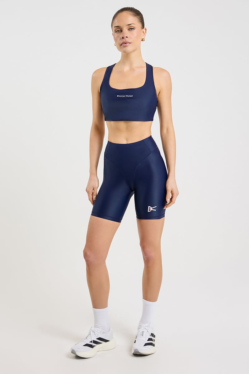 District Vision Twin Layer Sports Bra Indigo | Stylerunner