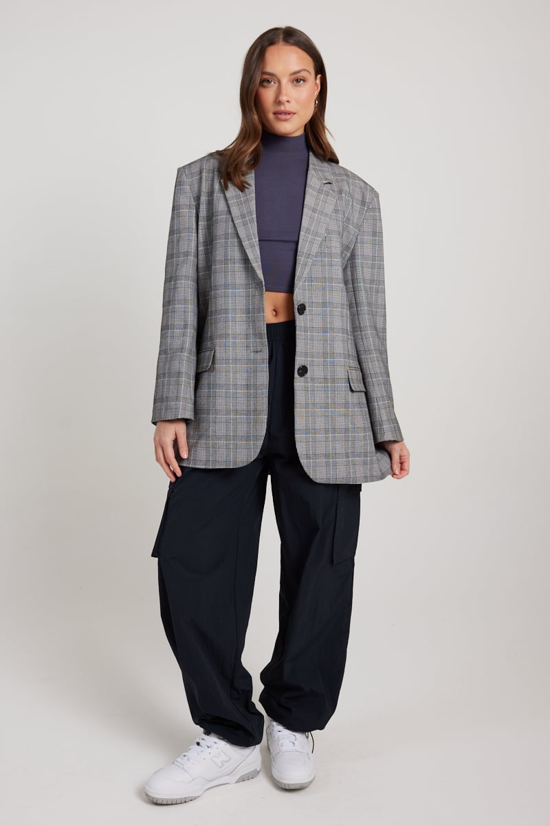 Stylerunner Oversized Studio Blazer Microcheck | Stylerunner