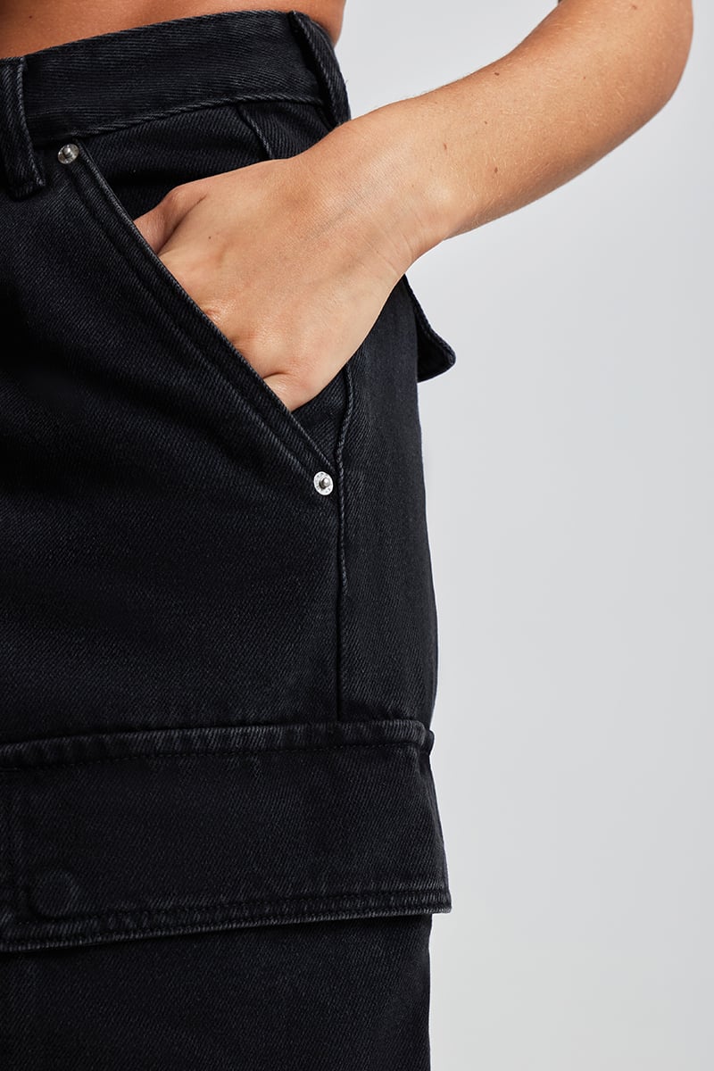 Ena Pelly EP x Elle Ferguson 2.0 JP Denim Cargo Pant Charcoal Wash ...