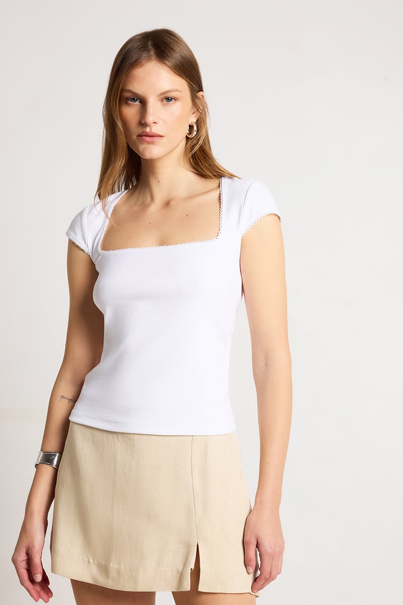 ODE Codi Square Cut Tee Bright White | Stylerunner