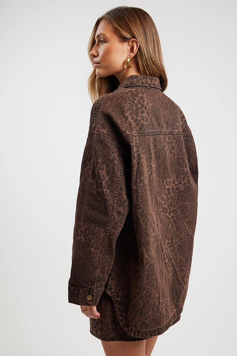 Stylerunner Leopard Canvas Shacket Washed Leopard | Stylerunner