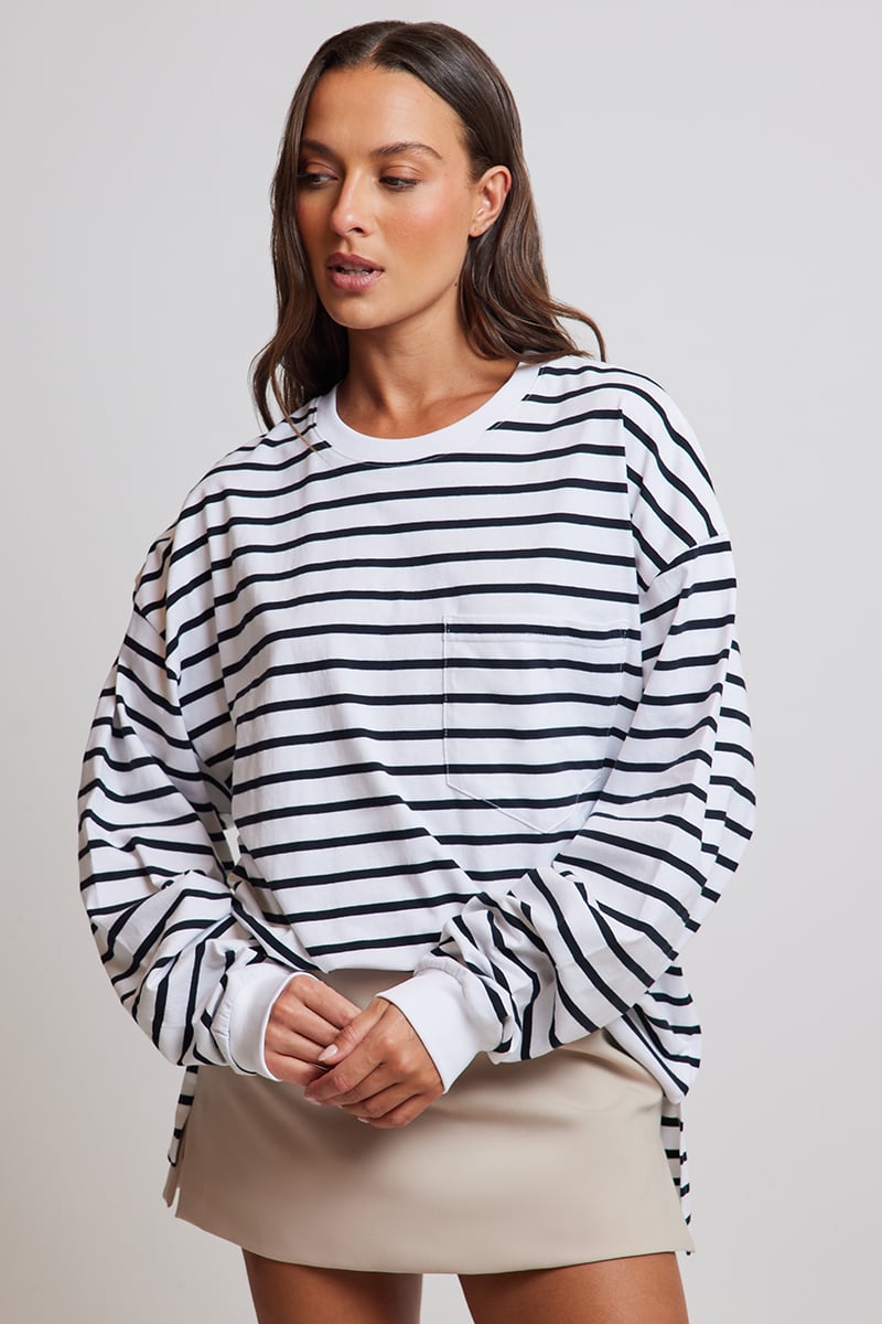 Stylerunner Asher Long Sleeve Tee Mono Stripe | Stylerunner