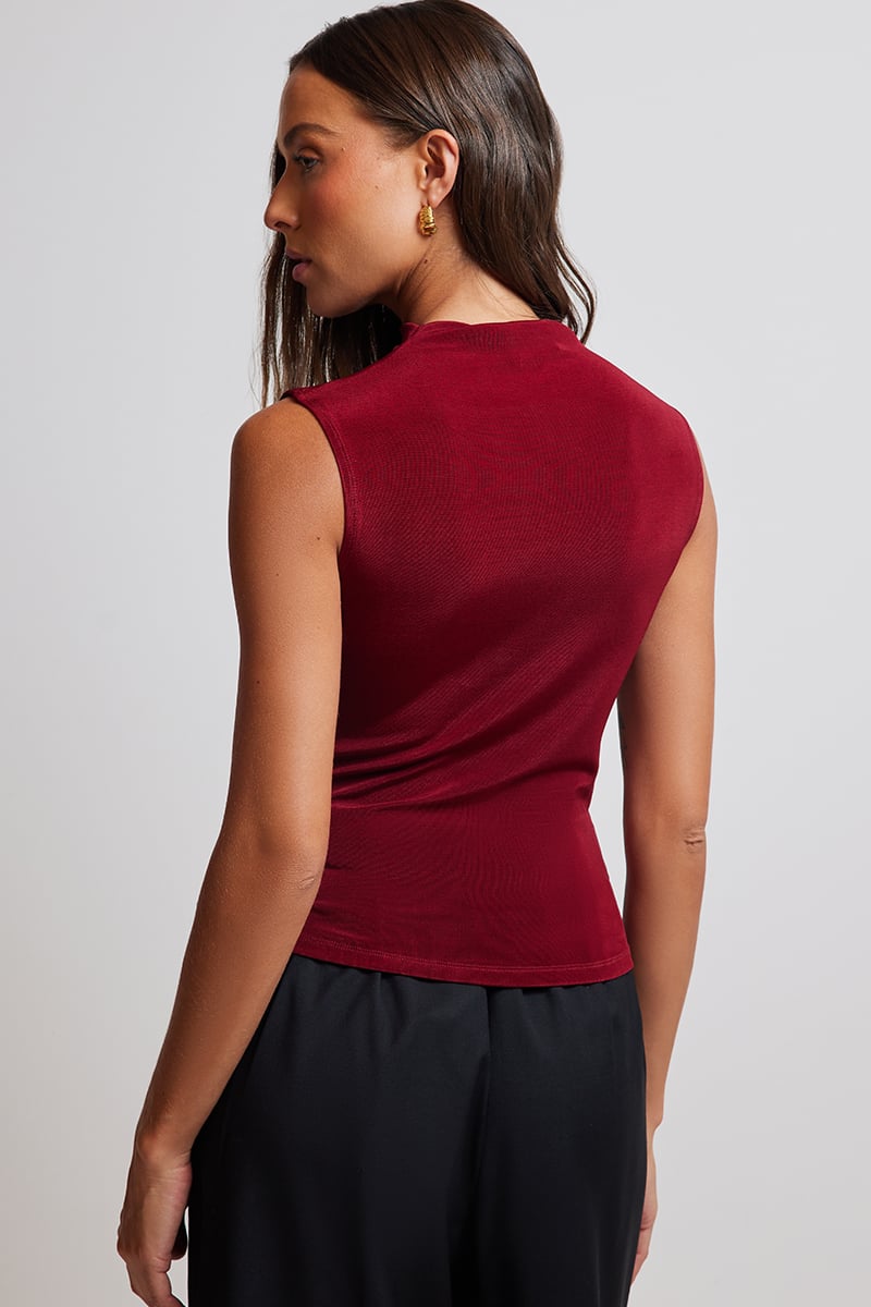 ODE Ale Ruched Tank Sangria | Stylerunner