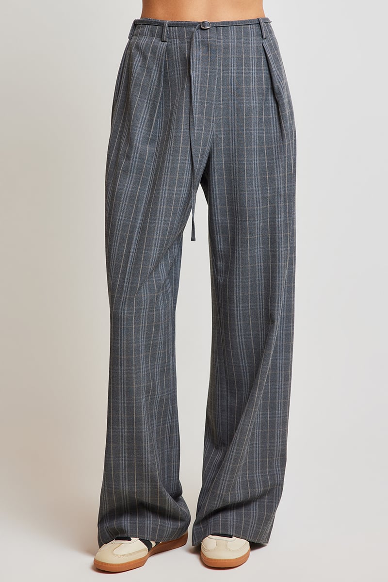 ODE Kennedy Belted Pants Charcoal Check | Stylerunner