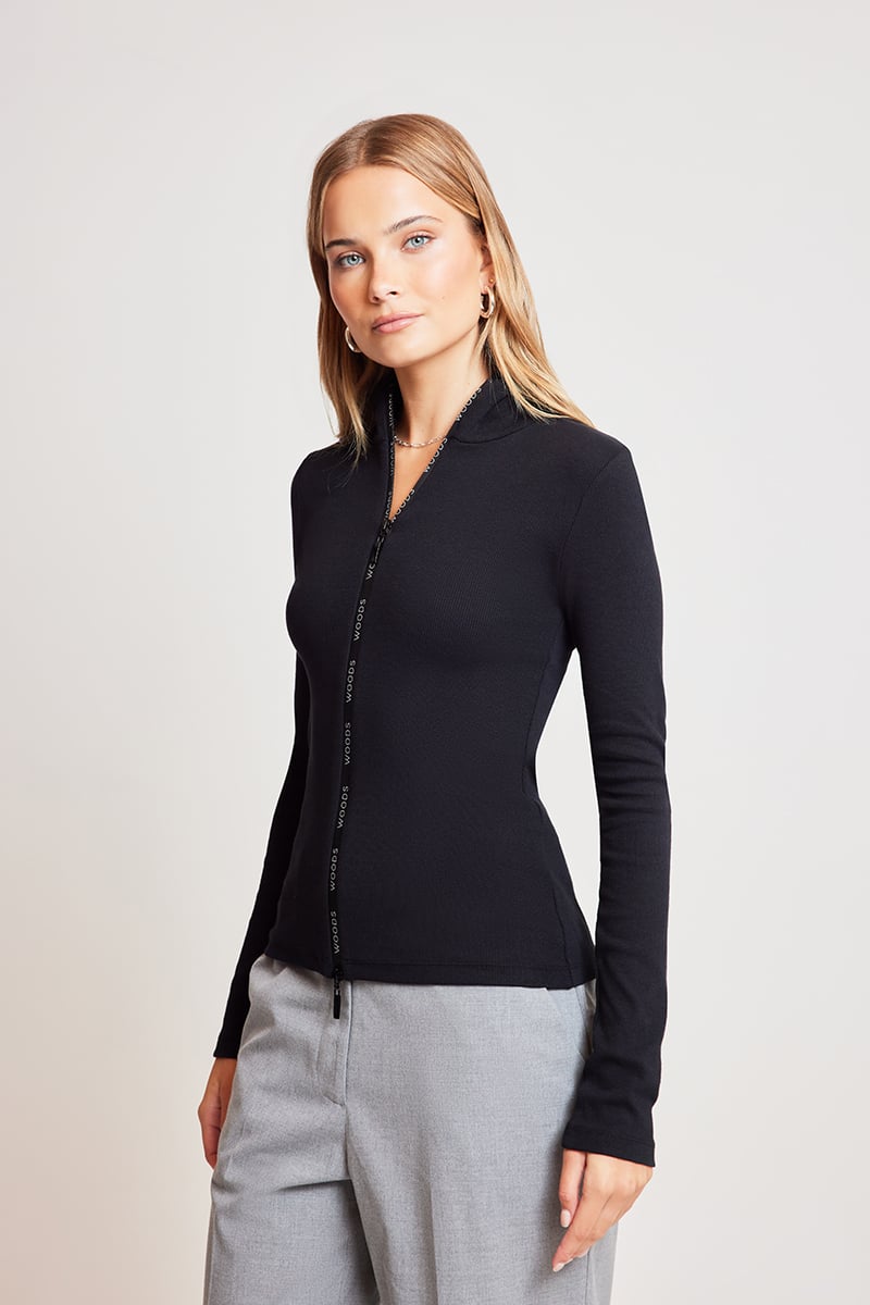 Viktoria & Woods Woods Rib Zip Top Black | Stylerunner
