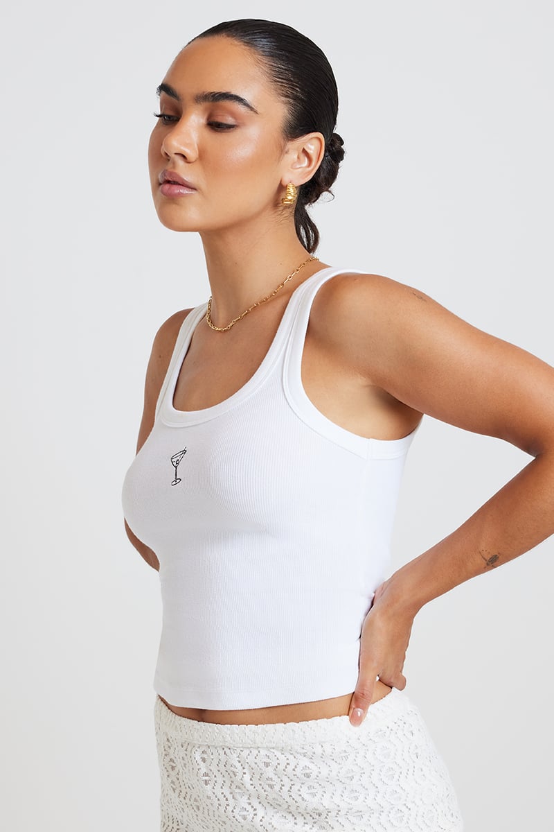 ODE Martini Scoop Tank Bright White | Stylerunner