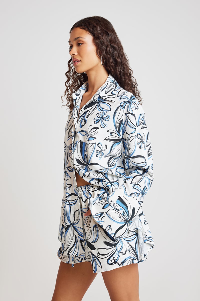 ODE Atlas Linen Shirt Copacabana Print | Stylerunner