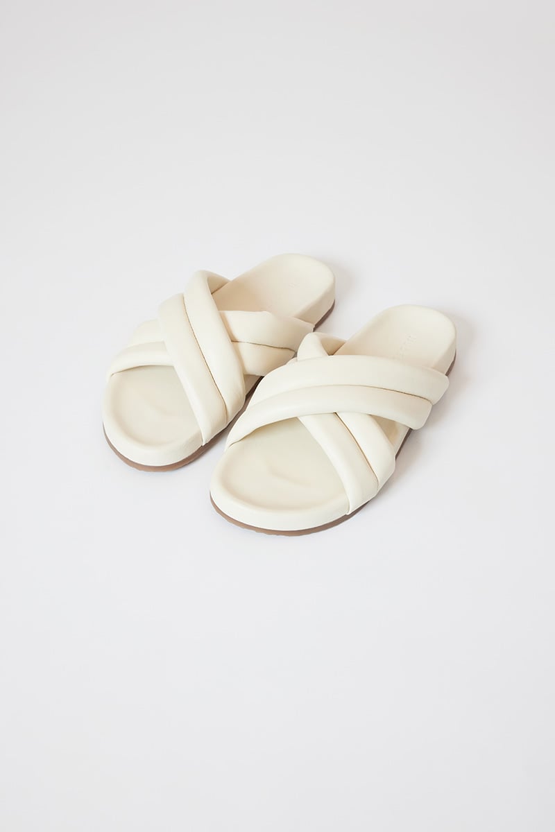 Nude Lucy Crossover Leather Slide Cloud | Stylerunner