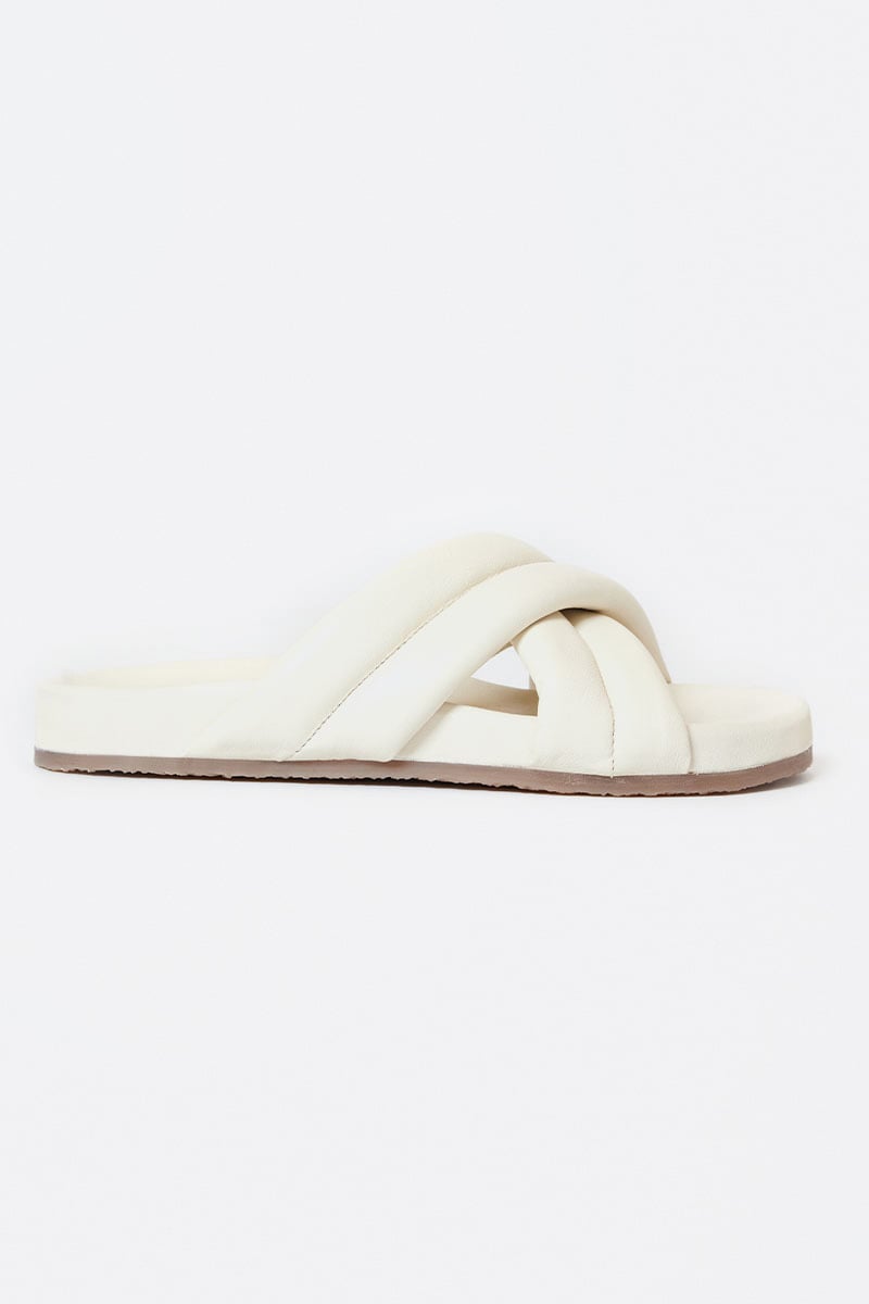 Nude Lucy Crossover Leather Slide Cloud | Stylerunner