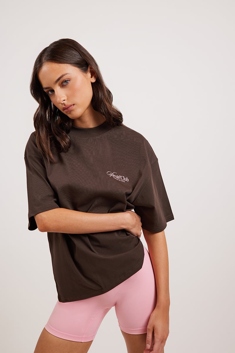 Leelo Active Sports Club T-Shirt Dark Chocolate/Peony | Stylerunner