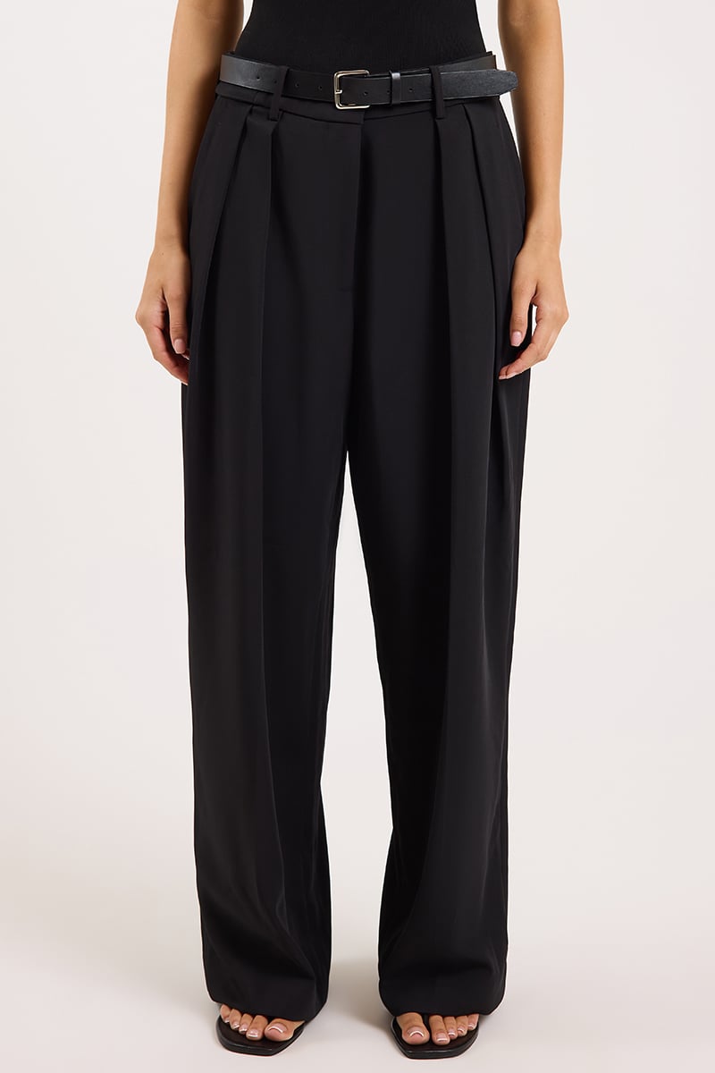FELLE Tailored Pant With Belt Onyx | Stylerunner