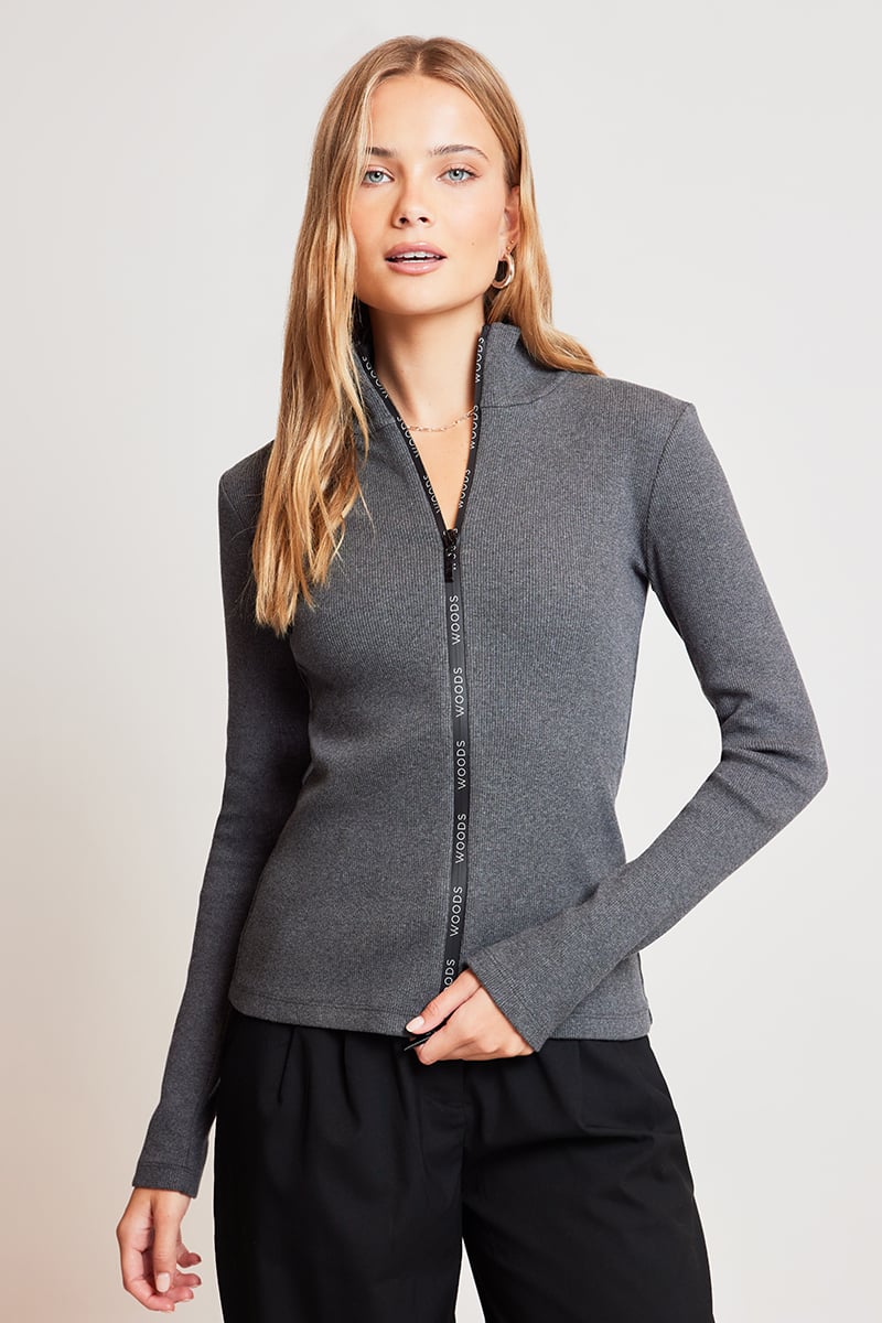 Viktoria & Woods Woods Rib Zip Top Charcoal | Stylerunner
