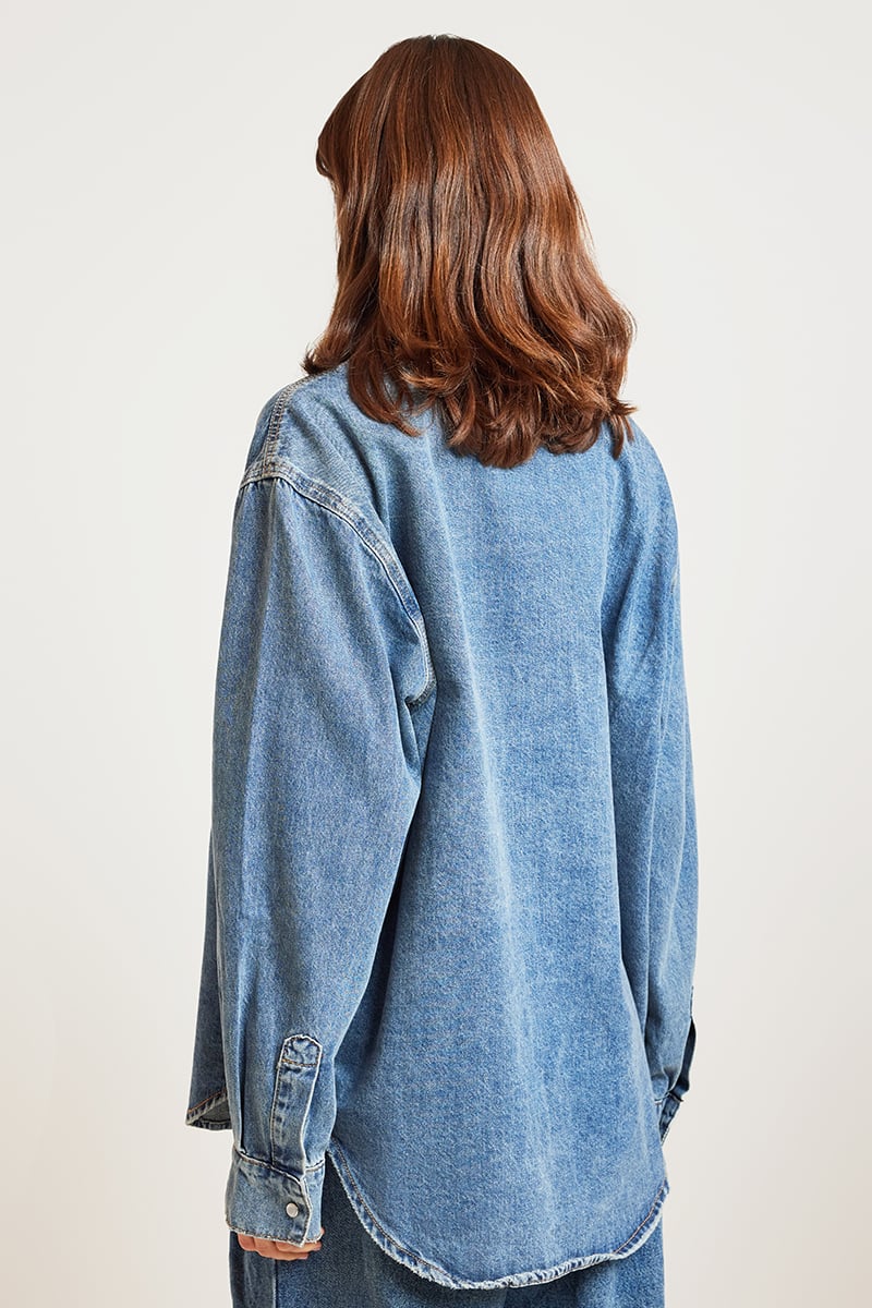 bayse Westlake Denim Shacket Memphis Blue | Stylerunner