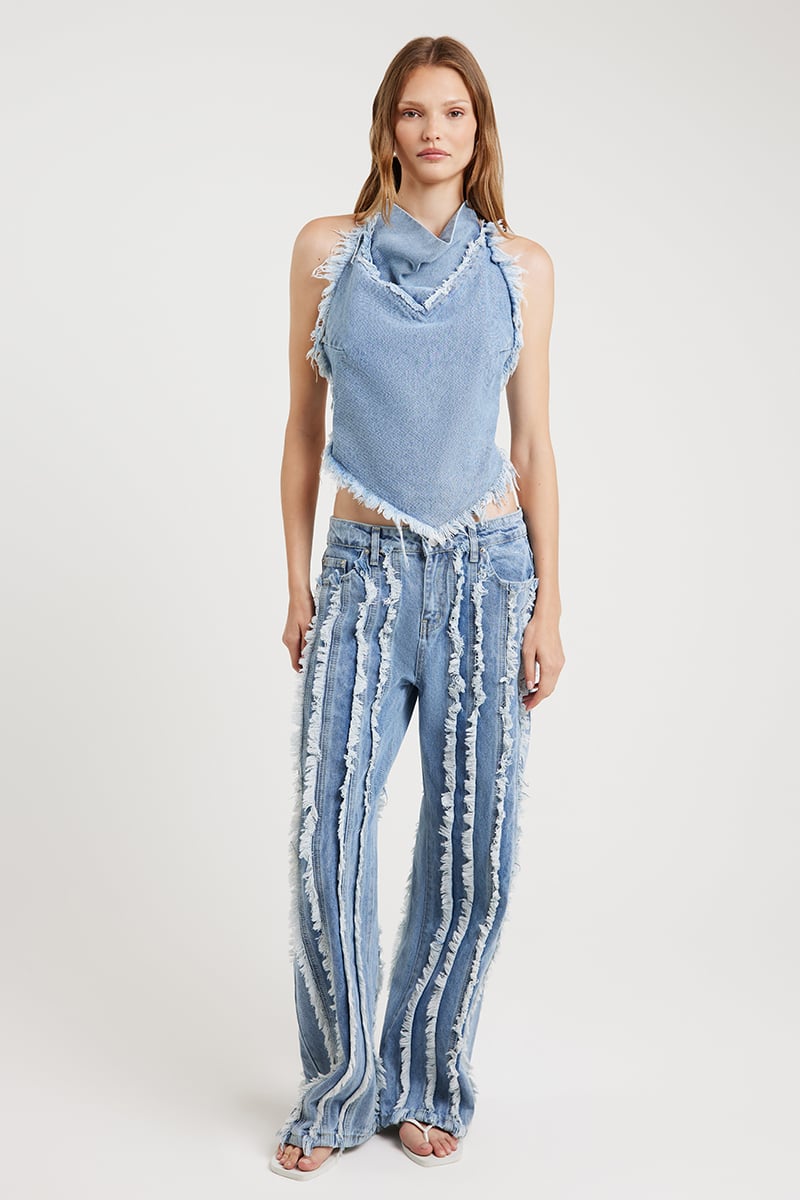 Third Form Trace Distressed Kite Top Fadded Blue | Stylerunner