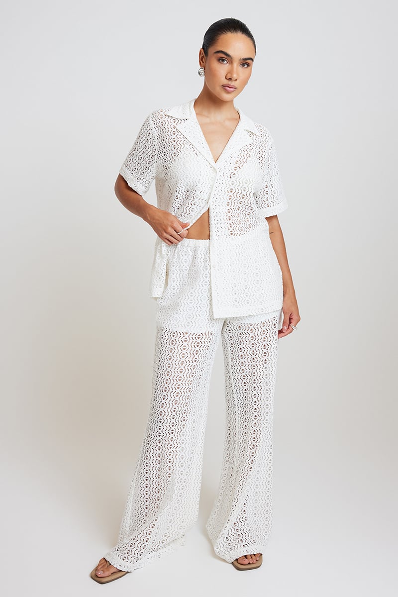 ODE Frey Lace Shirt Bright White | Stylerunner