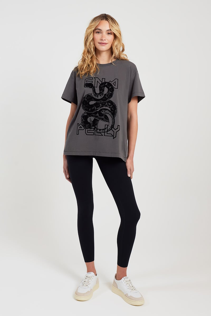 Ena Pelly Flocked Python Relaxed Tee Charcoal | Stylerunner