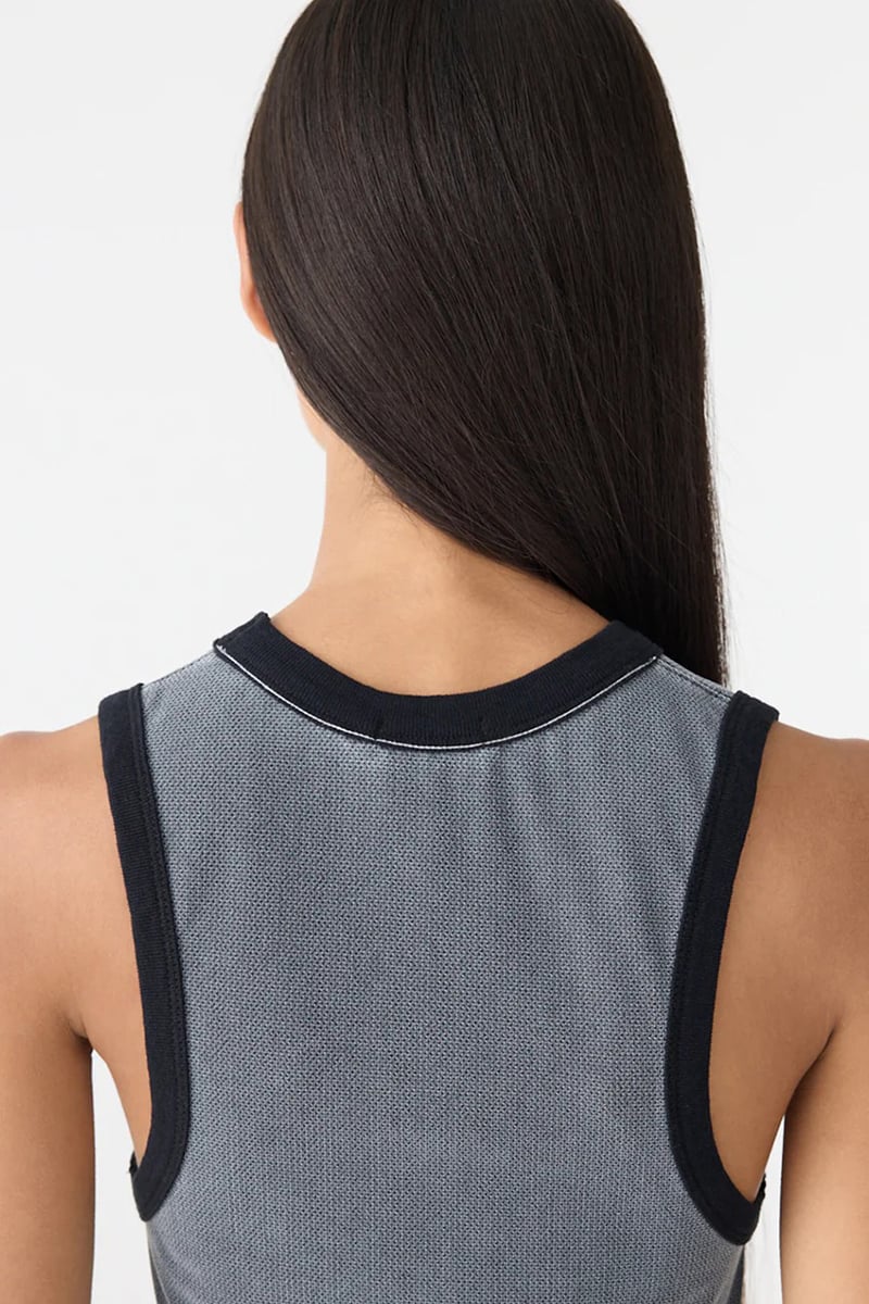 Bassike Mesh Seam Detail Tank Washed Black | Stylerunner