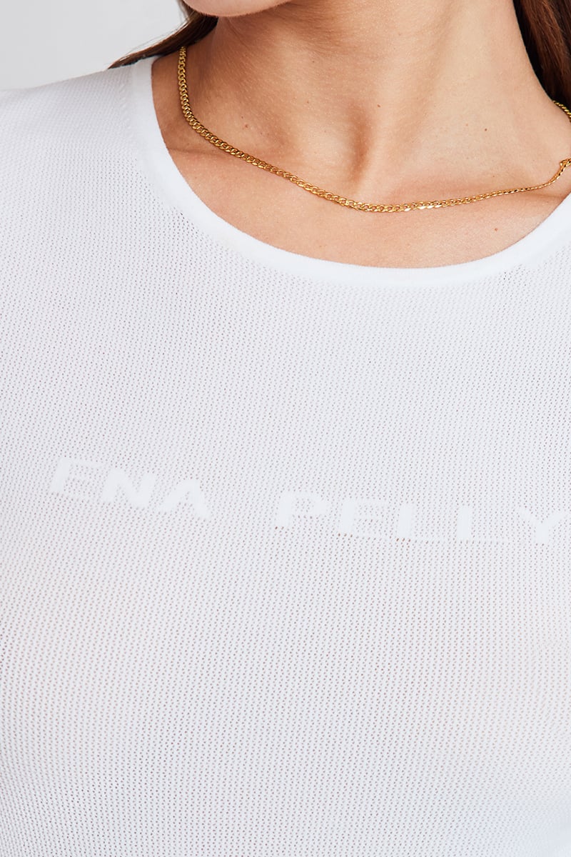 Ena Pelly Maeve Mesh Logo Top White | Stylerunner