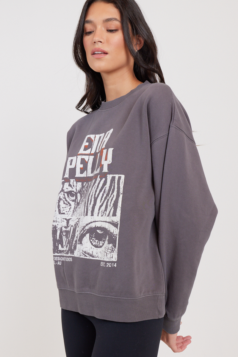Ena Pelly Eye Of The Tiger Relaxed Sweater Charcoal | Stylerunner
