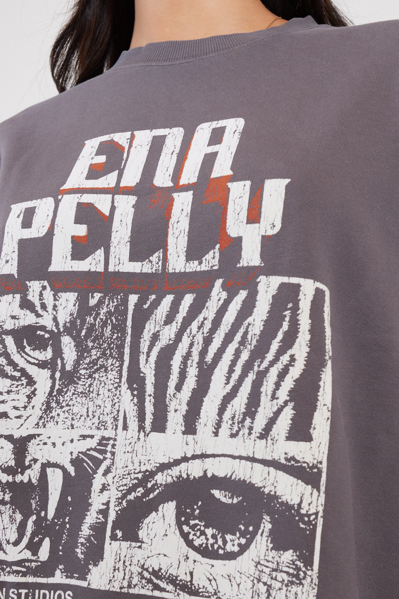 Ena Pelly Eye Of The Tiger Relaxed Sweater Charcoal | Stylerunner