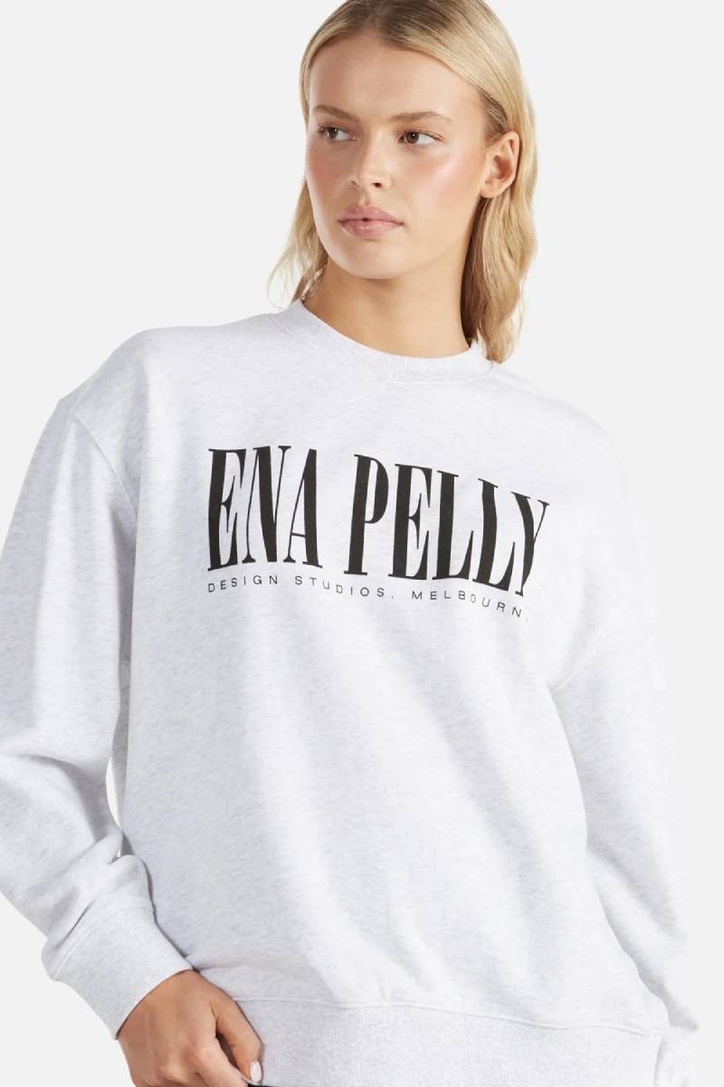 Ena Pelly Lilly Oversized Sweater White Marle | Stylerunner