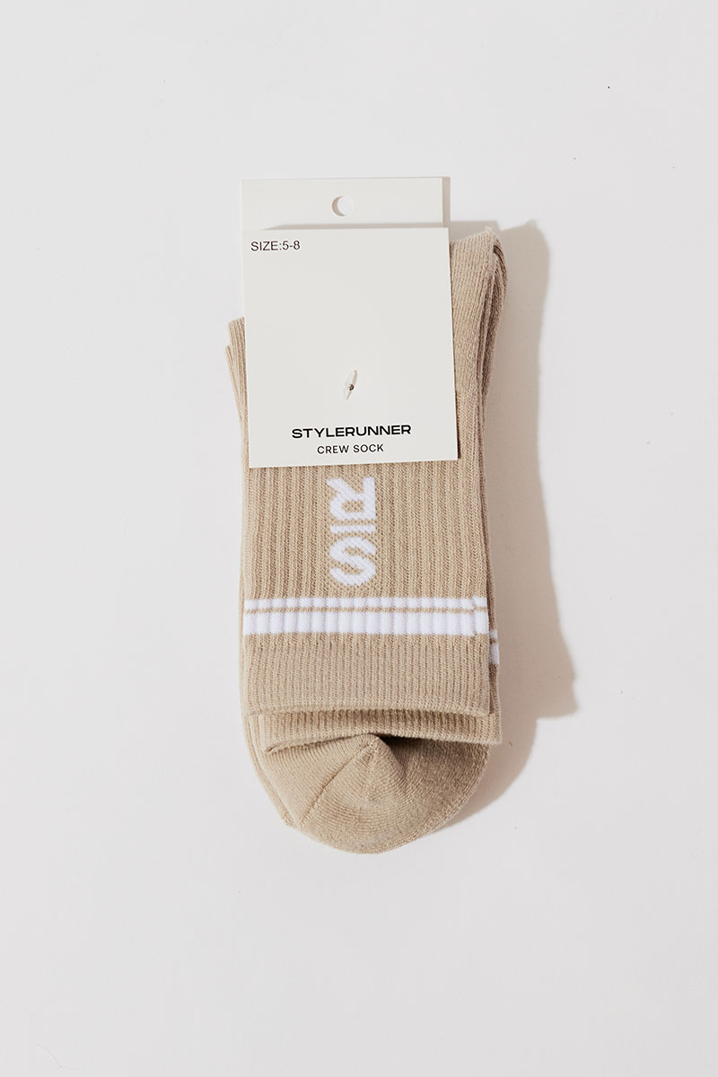 Stylerunner Stacked Half Crew Sock Oat Milk | Stylerunner