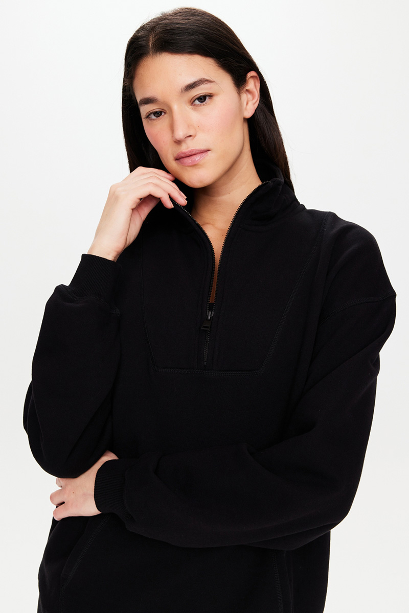 The Upside Jerome Half Zip Crew Black | Stylerunner